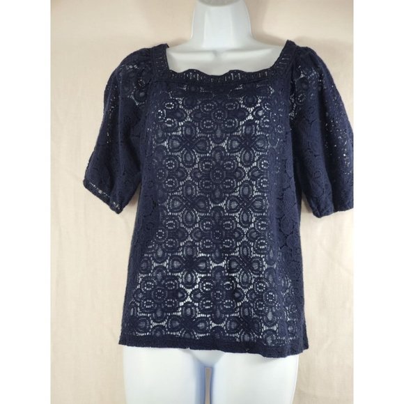 LOFT | Tops | Loft Brand Navy Blue Lace Blouse Classic Ladies | Poshmark